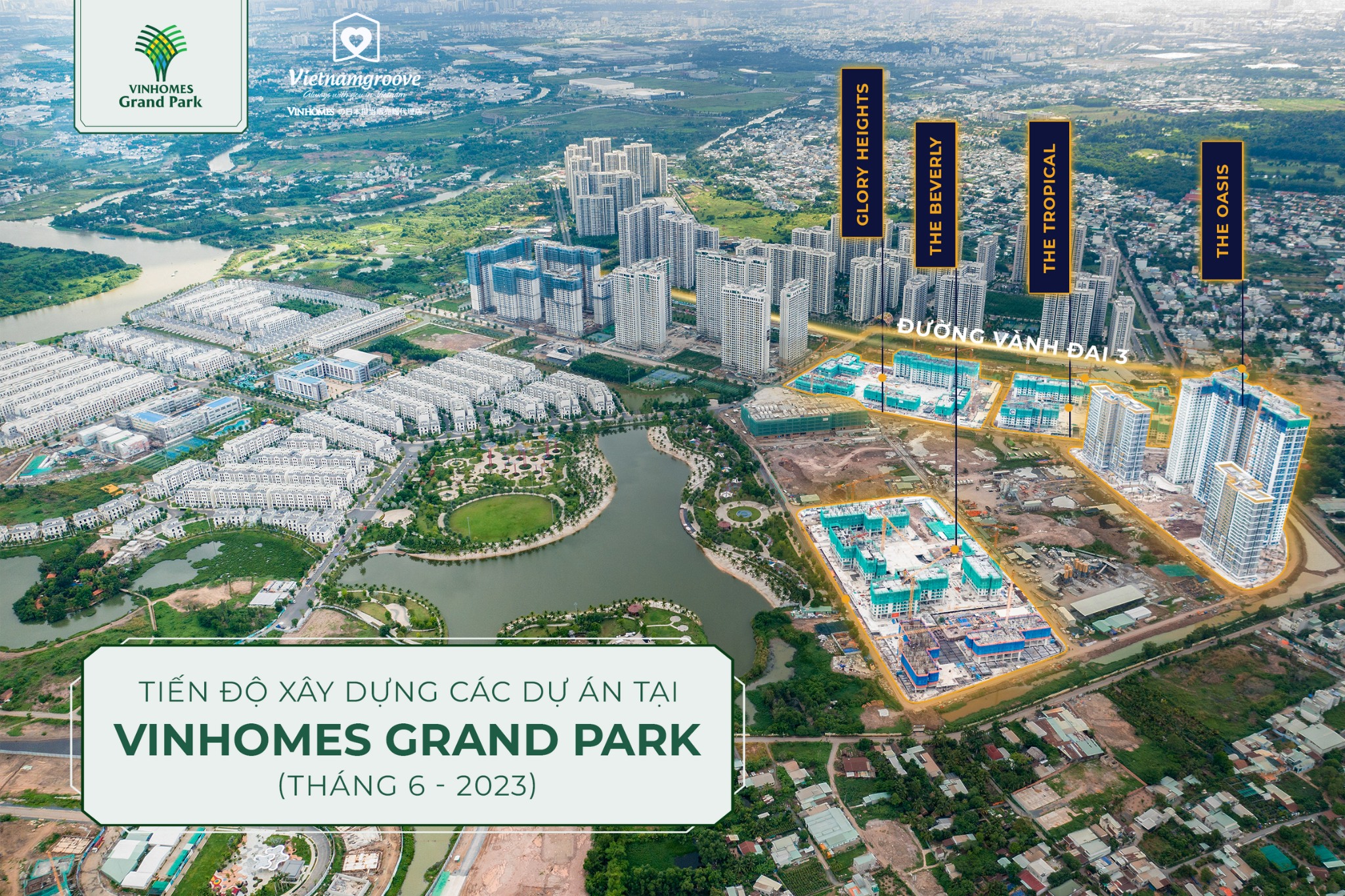 Vinhomes Grand Park: Tiến độ xây dựng tính đến tháng 06/2023